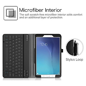 FINTIE Keyboard Case for Samsung Galaxy Tab E 9.6 - Slim Fit PU Leather Stand Cover with Premium Quality [All-ABS Hard Material] Removable Wireless [Long Life Battery] Bluetooth Keyboard, Black
