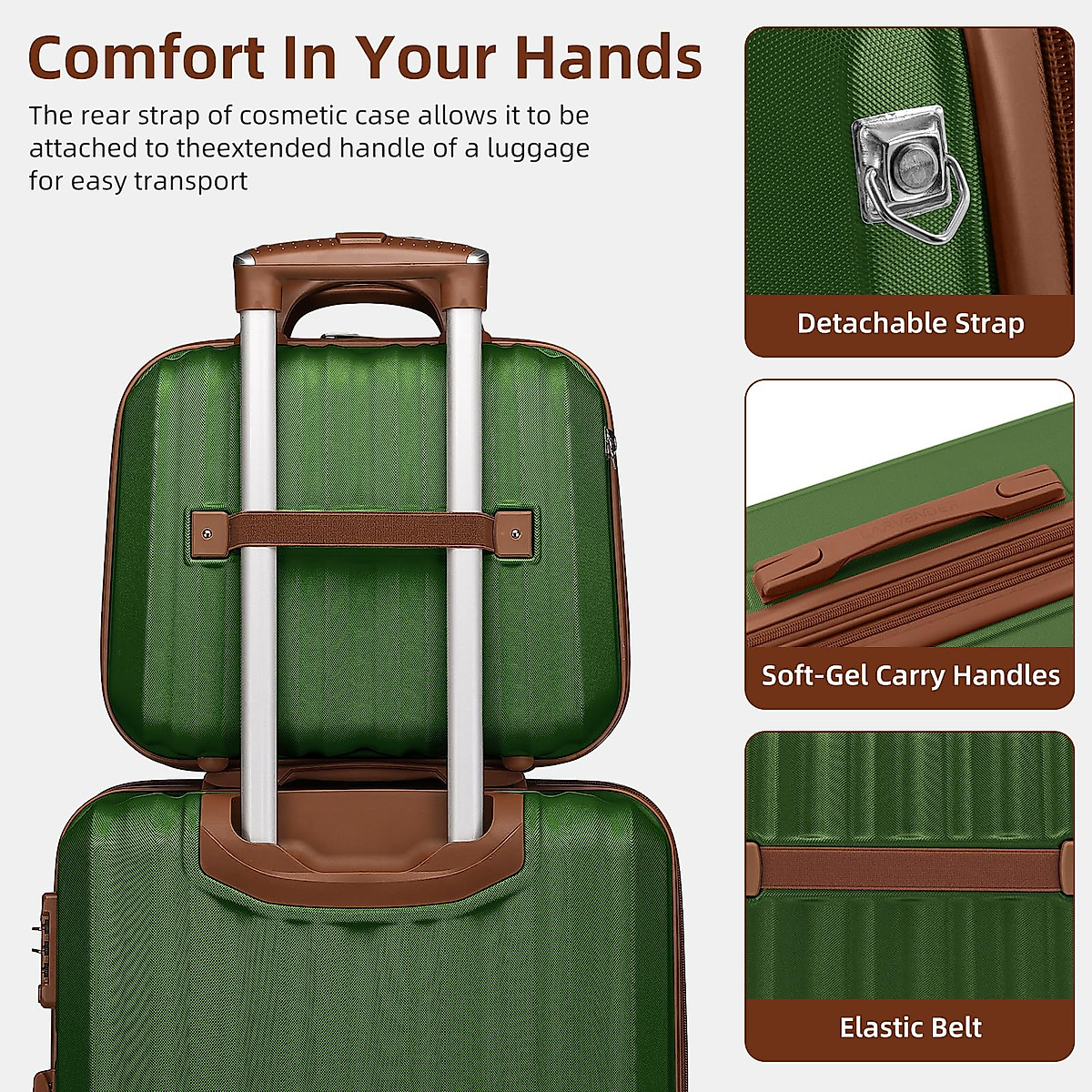 LARVENDER Luggage Sets 6 Piece, Expandable Hardside Suitcase Set Carry on Luggage with Spinner Wheels, Lightweight Travel Luggage Set with TSA Locks for Men and Women, Green