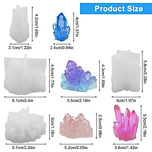 4 PCS Quartz Crystal Resin Molds, AFUNTA Crystal Cluster Silicone Molds Gravel Epoxy Casting Molds for Jewelry Making, Craft, Keychain