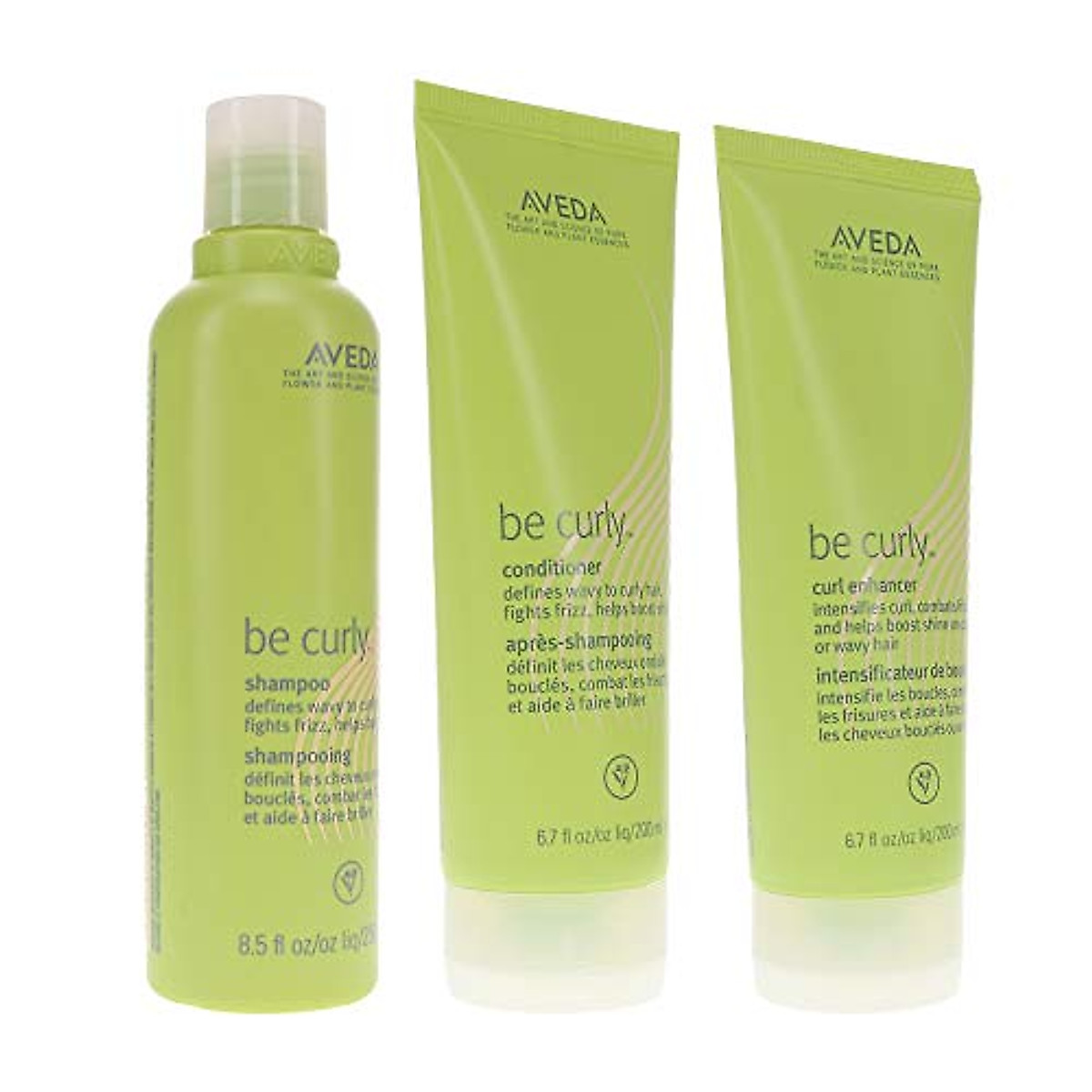 Aveda Be Curly Shampoo 8.5 Oz, Conditioner 6.7 Oz & Curl Enhancer 6.7 Oz