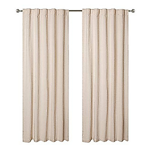 HOMIDATE Farmhouse Curtain 50x84 inch Natural, Linen 30%, Cotton 70% Curtains, 2 Panels Curtain,Tab Top Curtains, Room Darkening Drapes, Curtains for Bedroom, Curtains for Living Room, Set of 2
