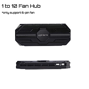 upHere 10-Port 6PIN SATA RGB Hub with 21-Key Remote Control/Splitter for 6-Pin Case Fans in Black-MBX10