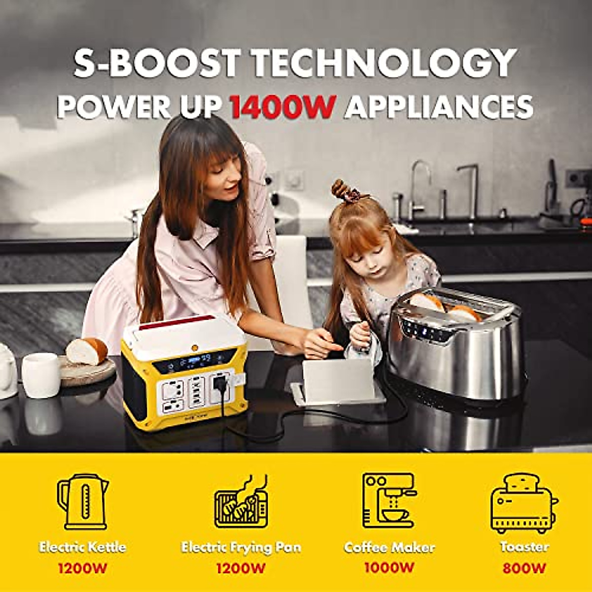 Shell Portable Power Station, 700W 10- Port, S-Boost upto 1400W, 583Wh Solar Generator (Solar Panel Optional) with Lithium Battery Pack, 2 AC Outlets, 60W USB-C PD Port, LED Light + Emergency Triangle