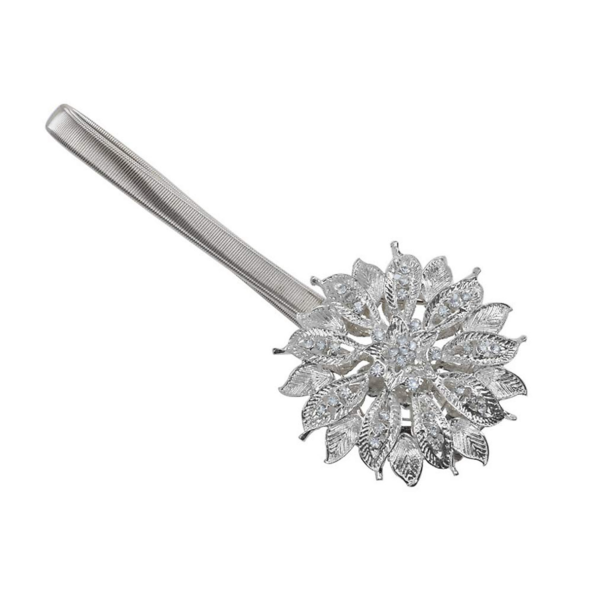 ManFull Curtain Tiebacks,Rhinestone Flower Magnetic Curtain Buckle Tieback Holdback Drape Holder Decor Curtain Holdbacks for Home/Office Window Sheer Drapes Tie Backs Holder Silver