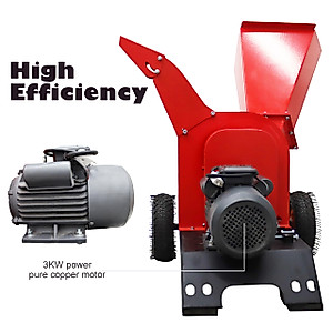 TECHTONGDA Electric Wood Chipper Shredder Mulcher Branch Crusher for Corn Straw Grass Fruit Trees Hand Pushed Multifunctional Garden 220V