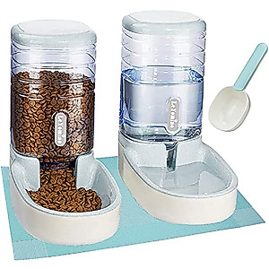 Pets Feeder Cats Dogs Automatic Feeder Set 3.8 L with 1 Water Dispenser and 1 Food Feeder for Small, Medium & Big Pets (Waterer)