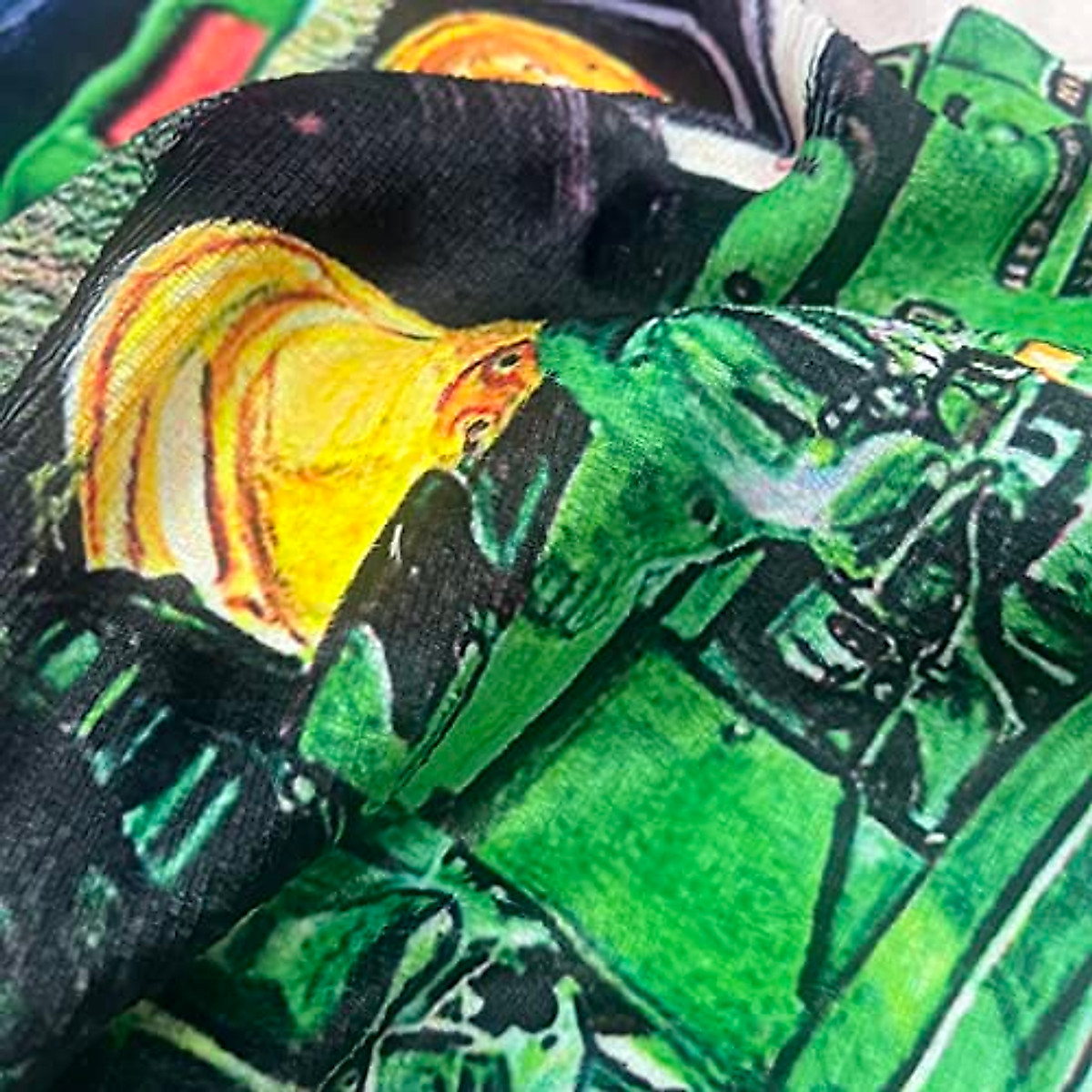 Green Tractor Machinery Front Flannel Back Sherpa Fleece Blanket Gift for Truck Driver Lover Wife Kids (X-Large 80 X 60 INCH)