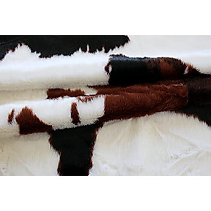 Masada Rugs, Faux Fur Cowhide Area Rug Brown Black White (3 Feet X 5 Feet)