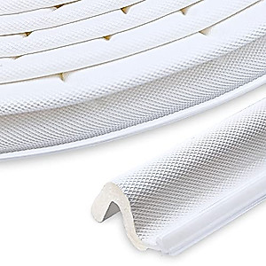 Door Weather Stripping Door Seal Strip for Door Frame, 26 Feet "Q" Foam Weather Stripping with PVC Flange Slot for Doors Windows, Installation Seals Large Gap, Easy Cut to Size (White)