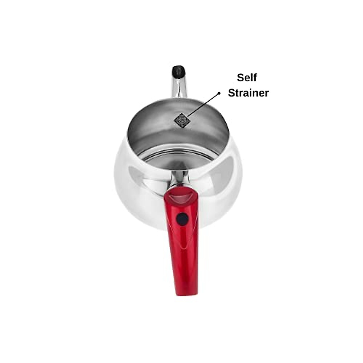 DESTALYA Turkish Teapot Set, Stainless Steel Double Tea Pots for Stove Top, Tea Maker with Strainer, Samovar Style Tea Kettle, Water Heater Warmer (Mini with Red Handles)