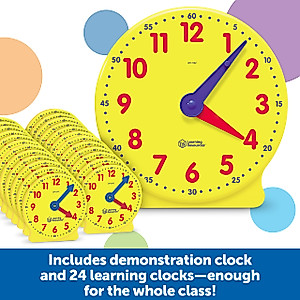 Learning Resources Classroom Clock Kit -25 Pieces, Ages 5+ Clock for Kids, Learning to Tell Time, Clocks for Teaching Time, Teacher and Classroom Supplies