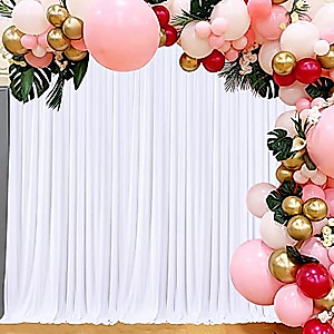 6 Panels White Backdrop Curtain for Parties Wedding Wrinkle Free White Photo Curtains Backdrop Drapes Fabric Decoration for Baby Shower 30ft(W) x 10ft(H)