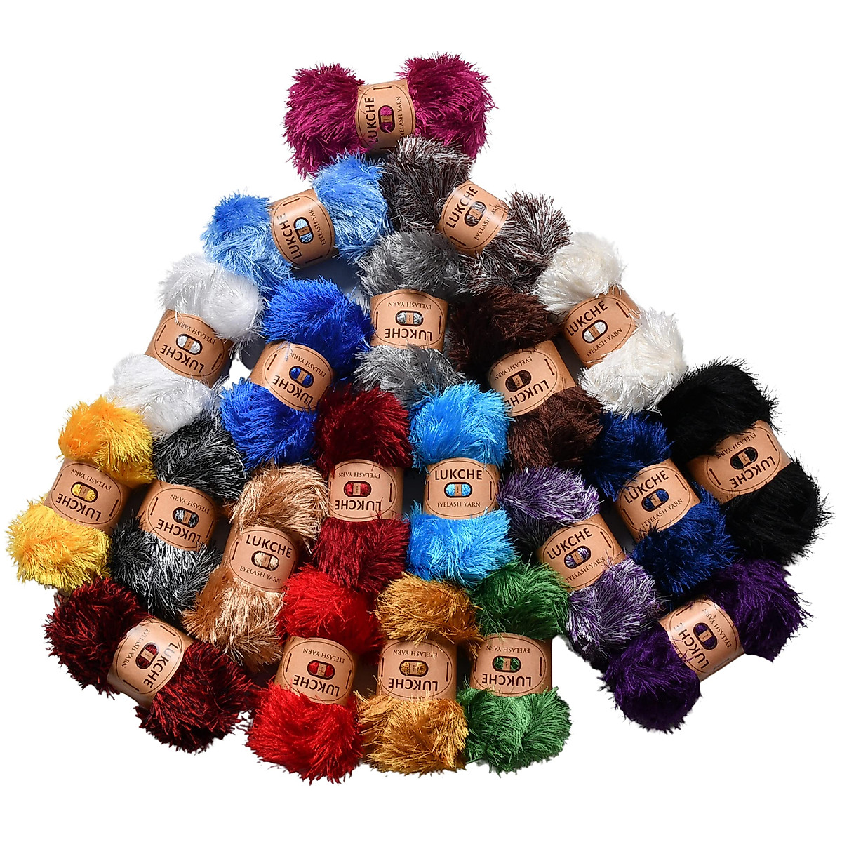 Lukche Eyelash Fun Fur Yarn Premium 100% Polyester 164 Yds (150 Mt), 3.53 Oz (100 Gr) Colorful Crochet Yarn Dıy Hand Knitting. (Optical White, 1 Skein)