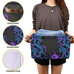 KEEPREAL Large Storage Basket Bin Cartoon Octopus Storage Cube Box Foldable Canvas Fabric Collapsible Organizer with Handles for Home Office Closet, 2PCS