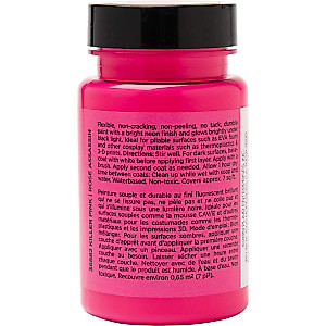 PlaidFX Neon Flexible Acrylic Paint Ideal for Pliable Surfaces and Cosplay Costumes, Non-Cracking or Peeling, No-Tack, Durable, 3 oz, Killer Pink