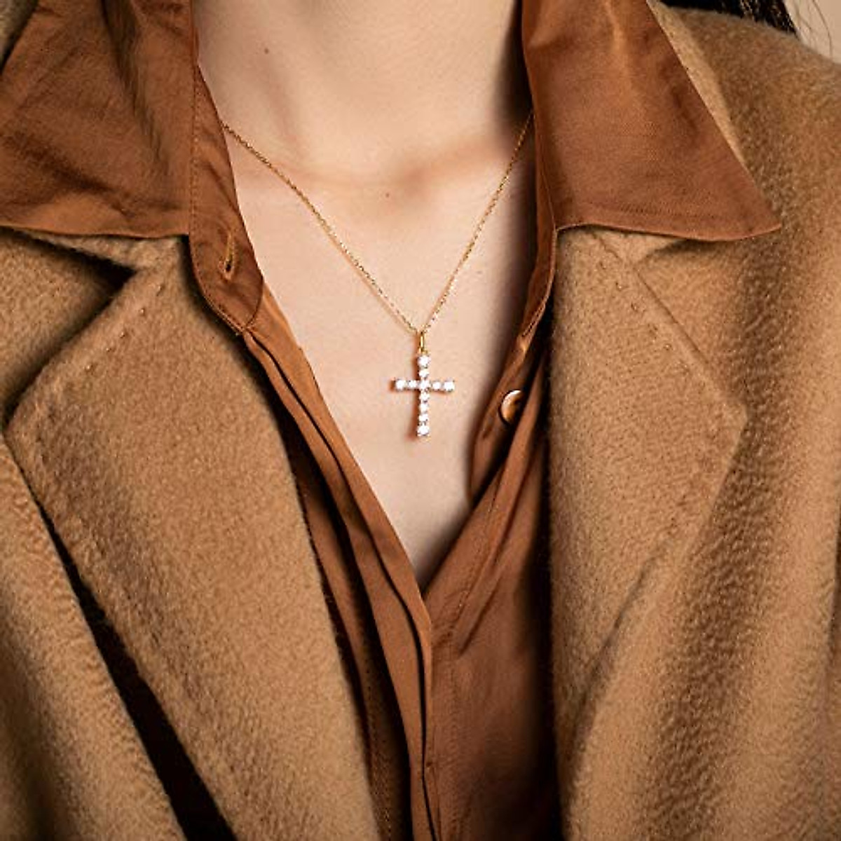 S.Leaf Cross Necklace for Women Gold Diamond Cross Necklaces for Women Sterling Silver Cross Pendant Necklaces for Women Birthday Anniversary