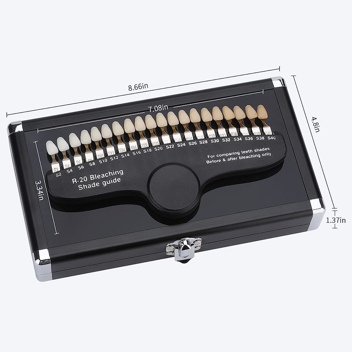 Dental Shade Guide Professional 3D R-20 Tooth Whitening Shade Chart with 20 Colors Teeth Shade Guide with Mirror