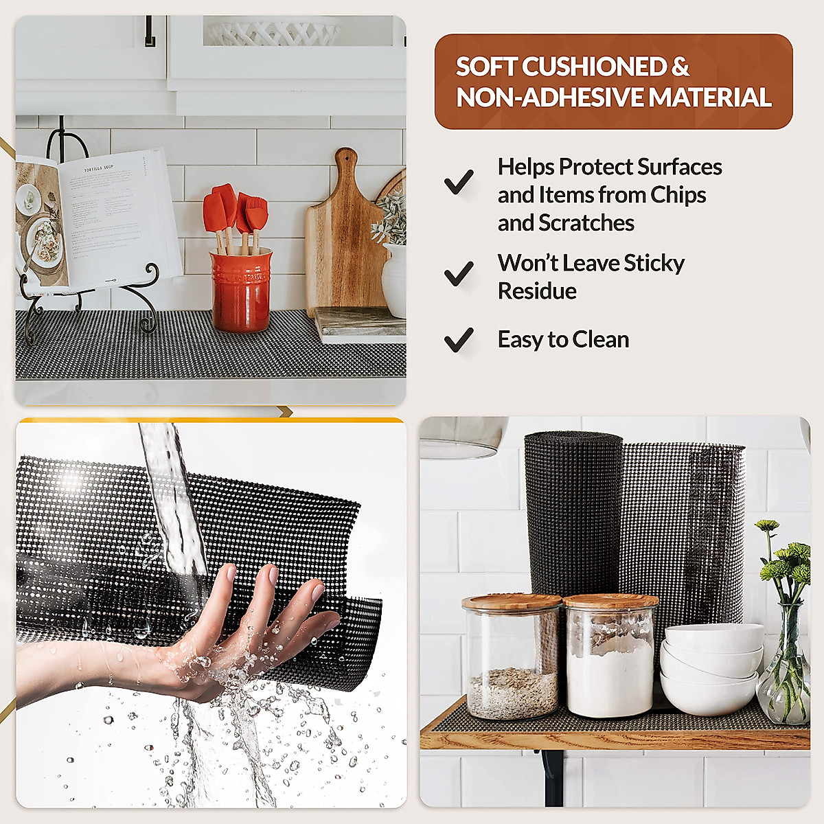 Mueller Ultra-Premium Drawer and Shelf Liner, 12 Inch x 20 FT Heavy-Duty and Slip-Resistant Liner, Durable Non Adhesive Waterproof Roll, for Drawers, Kitchen, Cabinets, Shelves, Desks, Black