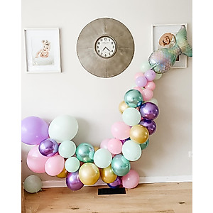 DEETUULET Mermaid Balloons, 50pcs 12 inch Purple Pink Teal Balloons Kit, Metallic Green Purple Latex Balloons for Birthday, Baby Shower,Mermaid Party Decorations