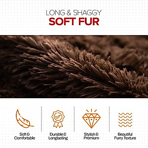 Cheer Collection Long Shaggy Hair Throw Blanket - Ultra Soft and Fuzzy - 50" x 60" inches, Chocolate
