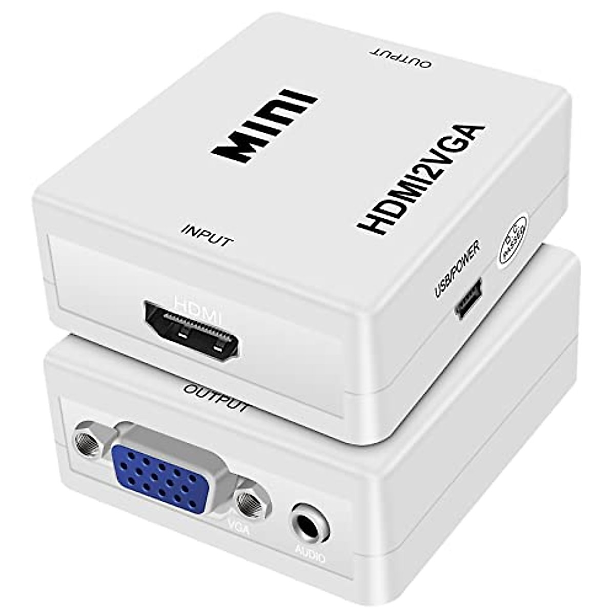 HDSUNWSTD HDMI to VGA Adapter with 3.5mm Audio Port (PC HDMI Source Output to VGA TV) for Old Computer Monitor Laptop Projector 1080P Video (Female HDMI in, Female VGA Out)