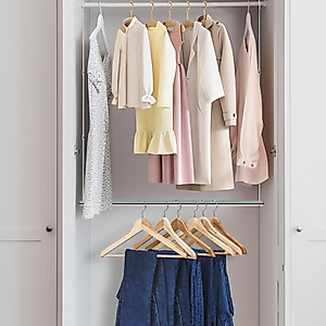 STORAGEIDEAS Hanging Closet Rod, 17-29In Adjustable Width and Up to 37In Height Adjustable Closet Rod Extender, Double Closet Rod Hanging Bar, Space-Saving Tension Hanging Organizer, Chrome, 1 Pack