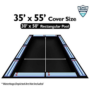 Buffalo Blizzard Deluxe Winter Cover for 30-Foot-by-50-Foot Rectangle In-Ground Swimming Pools | Blue/Black Reversible | All Covers Include 5-Feet of Overlap to Measure 35-Foot-by-55-Foot
