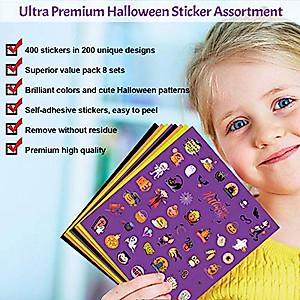 FANCY LAND Halloween Stickers for Kids 400 Assortment Stickers for Party Favors Treats Classroom Crafts 8 Sheets