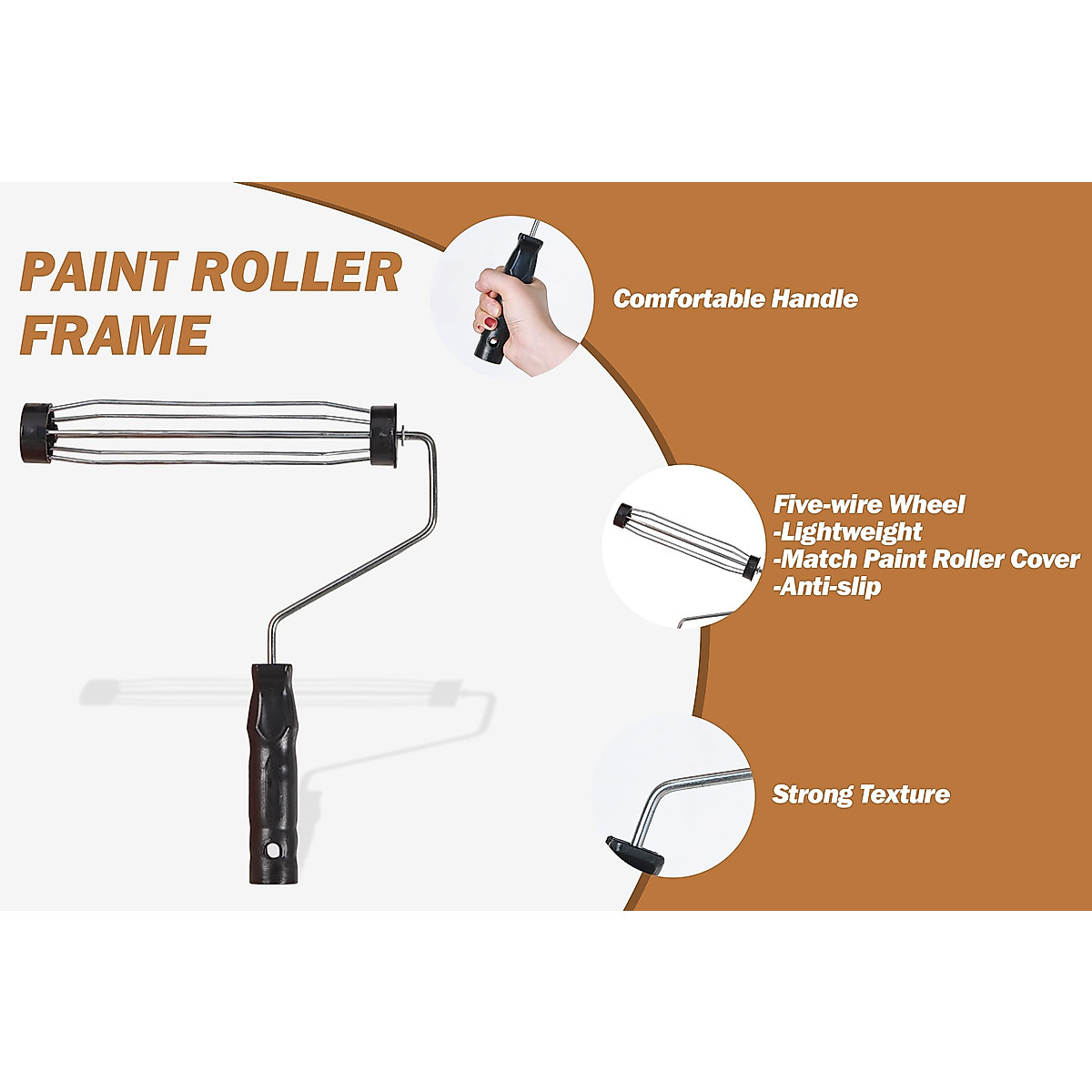 PILOT FISH 17 Pcs Paint Roller Kit, 9 Inch 4 Inch Paint Roller with Frame, Paint Supplies for Wall Painting, Paint Brush Paint Tray Microfiber Roller Covers for Home Painting Painting Tools for Indoor