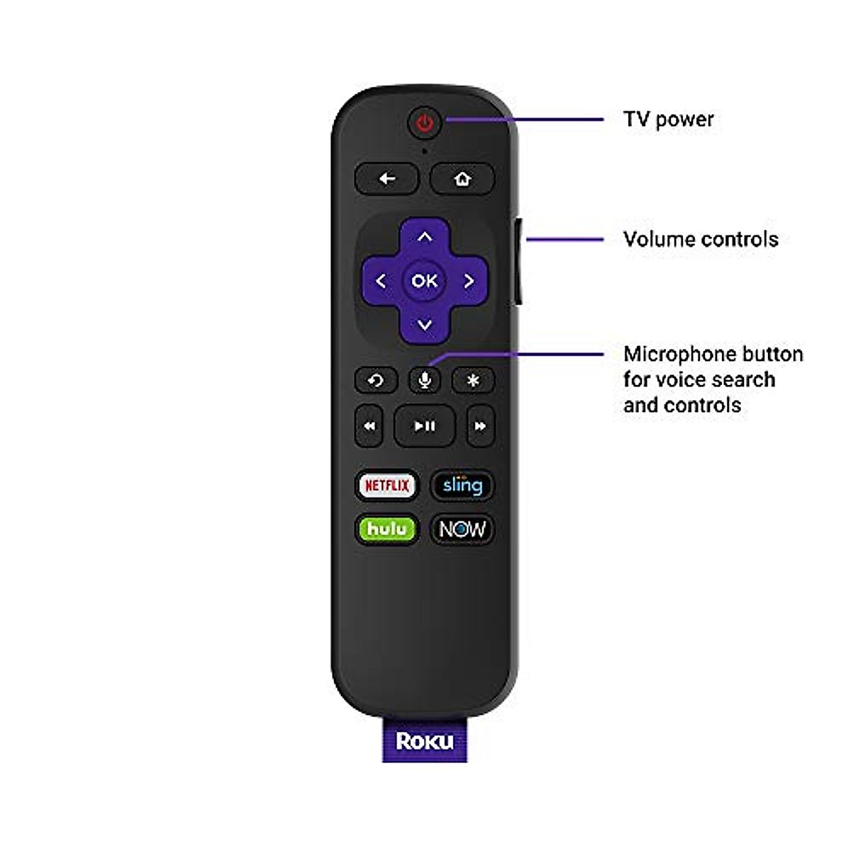 Roku Streaming Stick | Portable; Power-Packed Streaming Device with Voice Remote with Buttons for TV Power and Volume (2018)