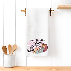 Treat me Like an Option, I'll Leave you Like a Choice Funny Vintage 1950's Housewife Pin-up Girl Waffle Weave Microfiber Towel Kitchen Linen Gift for Her BFF