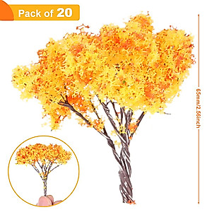 Yetaha 25PCS Model Miniature Maple Tree, HO Scale Model Tree Railroad Scenery Artificial Wargame Diorama Supplies for Micro Landscape Plant DIY Crafts Garden Ornament, Height 2.6inch/6.5cm