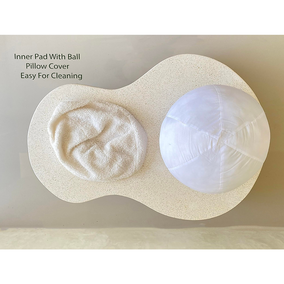 MORSHA Boucle Ball Pillow - 11.8 Inch Round Sphere cushion for Modern, Chic, and Boho Style Home Decor - Cute, Trendy, and Comfortable, GIFT, Teddy boucle fleece,Orb (IVORY)