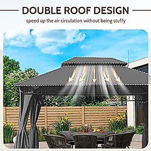 Outdoor Canopy UV Protection Gazebo Canopy Tent with 4 Sidewall for Patio Outdoor (10'x10', Grey)