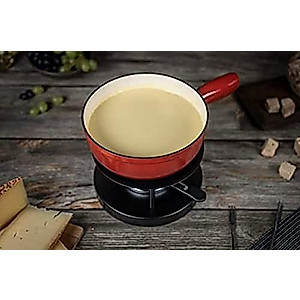 Kuhn Rikon Induction Cast Iron Fondue Pot, 9.45", Red