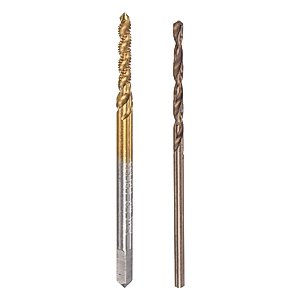 uxcell M2 x 0.4 Spiral Flute Tap 1.6mm Drill Bit Set, Metric Titanium Plated M35 Cobalt High Speed Steel Machine Threading Screw Tap Drilling Tool