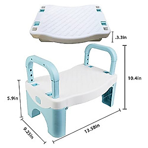 Kids Folding Step Stool for Kitchen, Bathroom Sink with Handle for Toddlers Boy & Girls, Toilet, Lightweight Plastic Potable Potty Training Stool and Seat-Turquoise