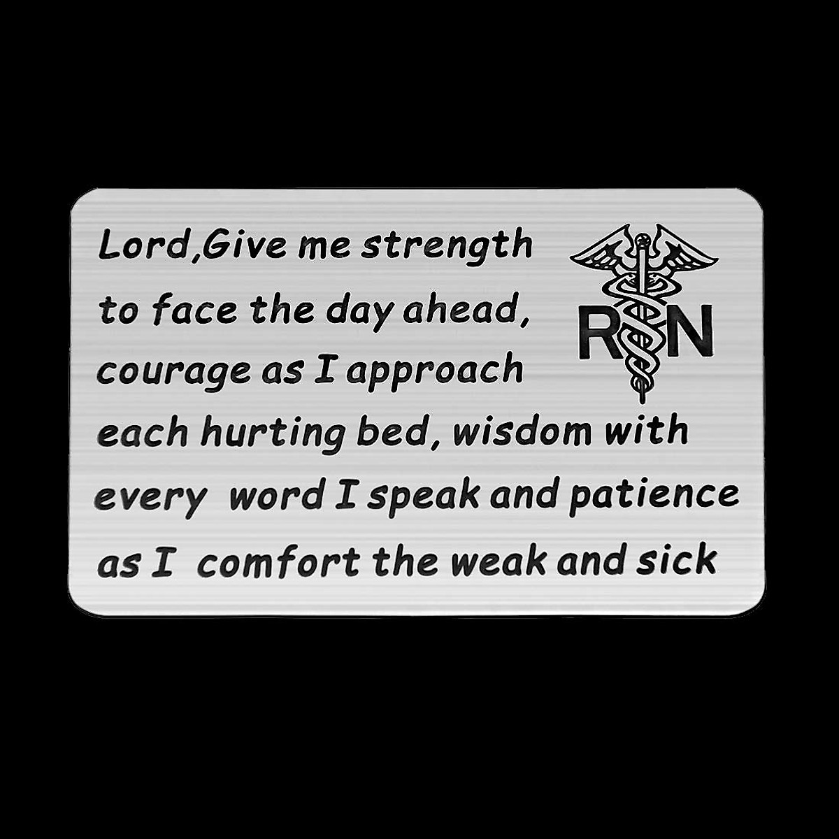 HOLLP Nurse Prayer Wallet Card Lord Give Me Strength Courage Wisdom Patience Gift for Nurse Nursing School Graduation Gift RN Jewelry (Silver)