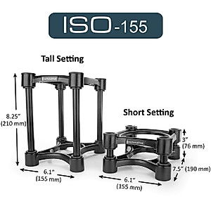 IsoAcoustics Iso-Stand Series Speaker Isolation Stands with Height & Tilt Adjustment: Iso-155 (6.1” x 7.5”) Pair