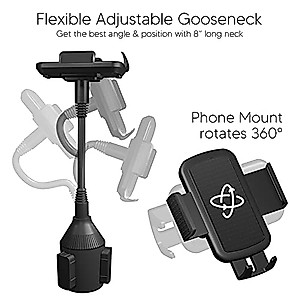 TALK WORKS Car Cupholder Cell Phone Holder Compatible w/iPhone 13/13 Pro/13 Pro Max/14/14 Plus/14 Pro/14 Pro Max for Automobile, Truck - 8" Gooseneck Mount (Black)