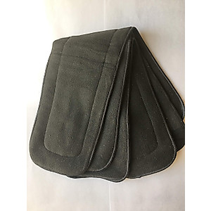 Adult Cloth Diaper Insert Pads – Oversize (6x24), Charcoal Bamboo & Microfleece Booster Pad is Washable, Reusable, Absorbent, 4-Layer Inserts for use with Diapers for Incontinence, Babyland (3)