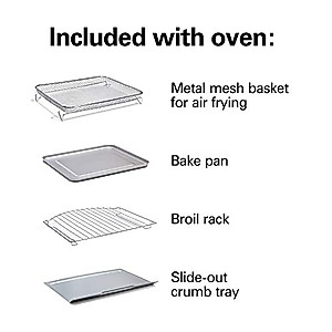 Hamilton Beach 31413 Countertop Toaster Oven, with Bake Pan, 6-Slice Sure Crisp, Stainless Steel