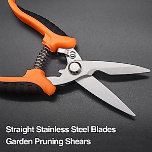 Taiss 2PCS Gardening Shears,Gardening Pruning Scissors,Straight Stainless Steel Blades/Curved Blade Garden Pruning Shears,gardening scissors trimming.