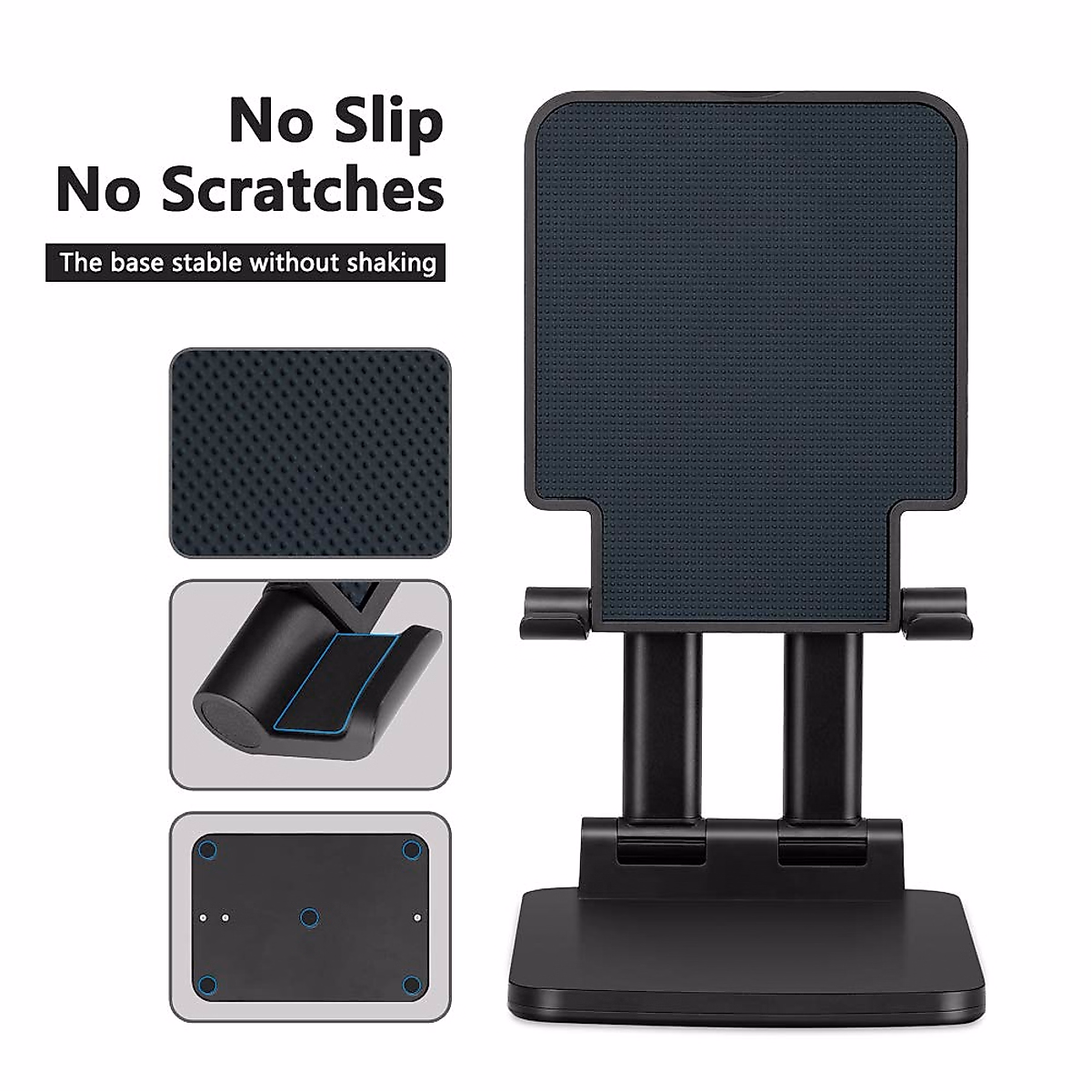 PEPPER JOBS Tablet Stand, Portable Monitor Stand 6.69 * 4.72" Wide, Dual Tube Foldable & Adjustable, iPad Stand Compatible with iPad Pro 11, 12.9, iPad Mini, Up to 15.6" Portable Monitor (Black)