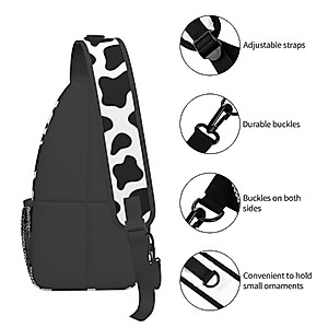 Cow Chest Sling Bag Seamless Pattern Black White Cow Print Crossbody Shoulder Backpack Adjustable Chest Rucksack Lightweight Travel Hiking Casual Daypack for Men Women Outdoors Biking Camping Shopping