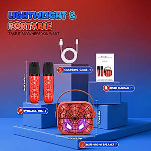 Mini Karaoke Machine Toys Gifts: Kids Toys Easter Birthday Gifts for 4 5 6 7 8 9 Years Old Girl Boy LED Portable Bluetooth Speaker with 2 Wireless Microphone Girl Boy Kid Adult Gift Age 3-12+