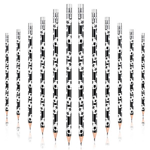 AUAUY Football Pencils Soccer Pencils 12 PCS Football Theme Wooden Pencils with Eraser Unsharpened Wooden Pencils Suitable for Home School Sports Stationery Gifts, Office Supplies