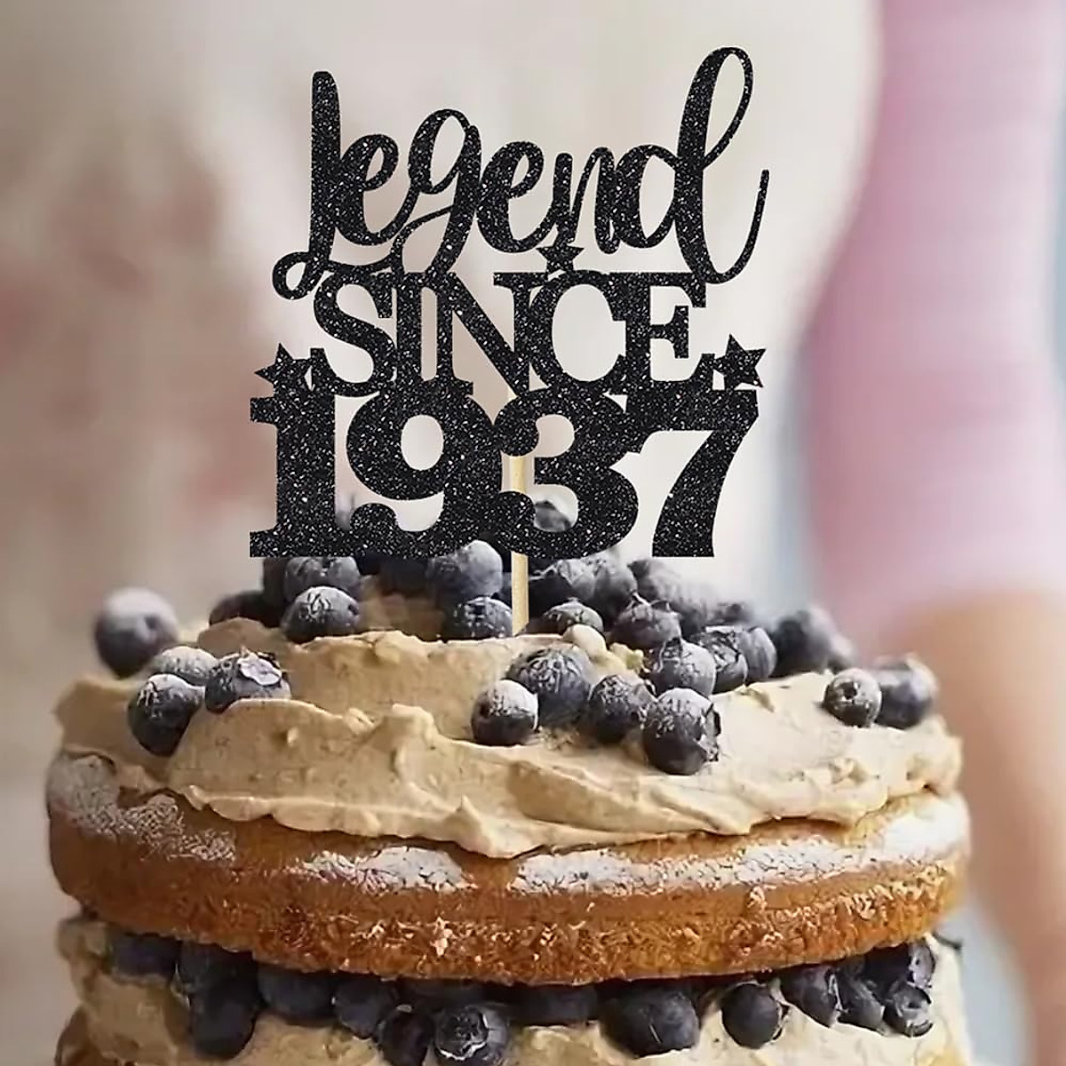 Legend Since 1937 Cake Topper for 85th Men and Women Birthday Party ，black gold glitter cake decoration supplies