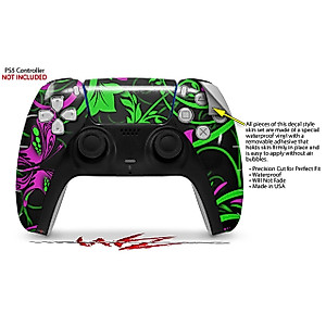 WraptorSkinz Skin Wrap compatible with Sony PS5 DualSense Controller Twisted Garden Green and Hot Pink (CONTROLLER NOT INCLUDED)