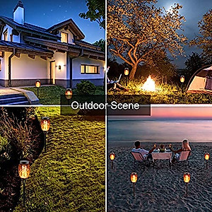 Solar Flame Torch Lights Outdoor, 12LED Solar Torch Lights with Flickering Flame, Waterproof Landscape Decoration Flame Lights for Halloween Christmas Garden Pathway Yard Patio, Auto On/Off Lighting